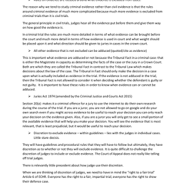 Dokument Criminal Evidence--lecture notes.docx - Herunterladen