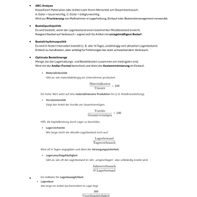 Dokument Begriffe & Definitionen – BWL 1b (aus Klausuren extrahiert ...