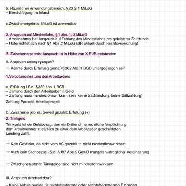 Dokument Anspruch auf Zahlung des Mindestlohns aus § 611a Abs. 2 BGB i ...