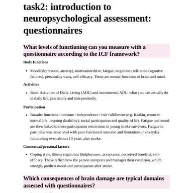 Document task 2 - introduction to neurological assessments pt 2.pdf ...